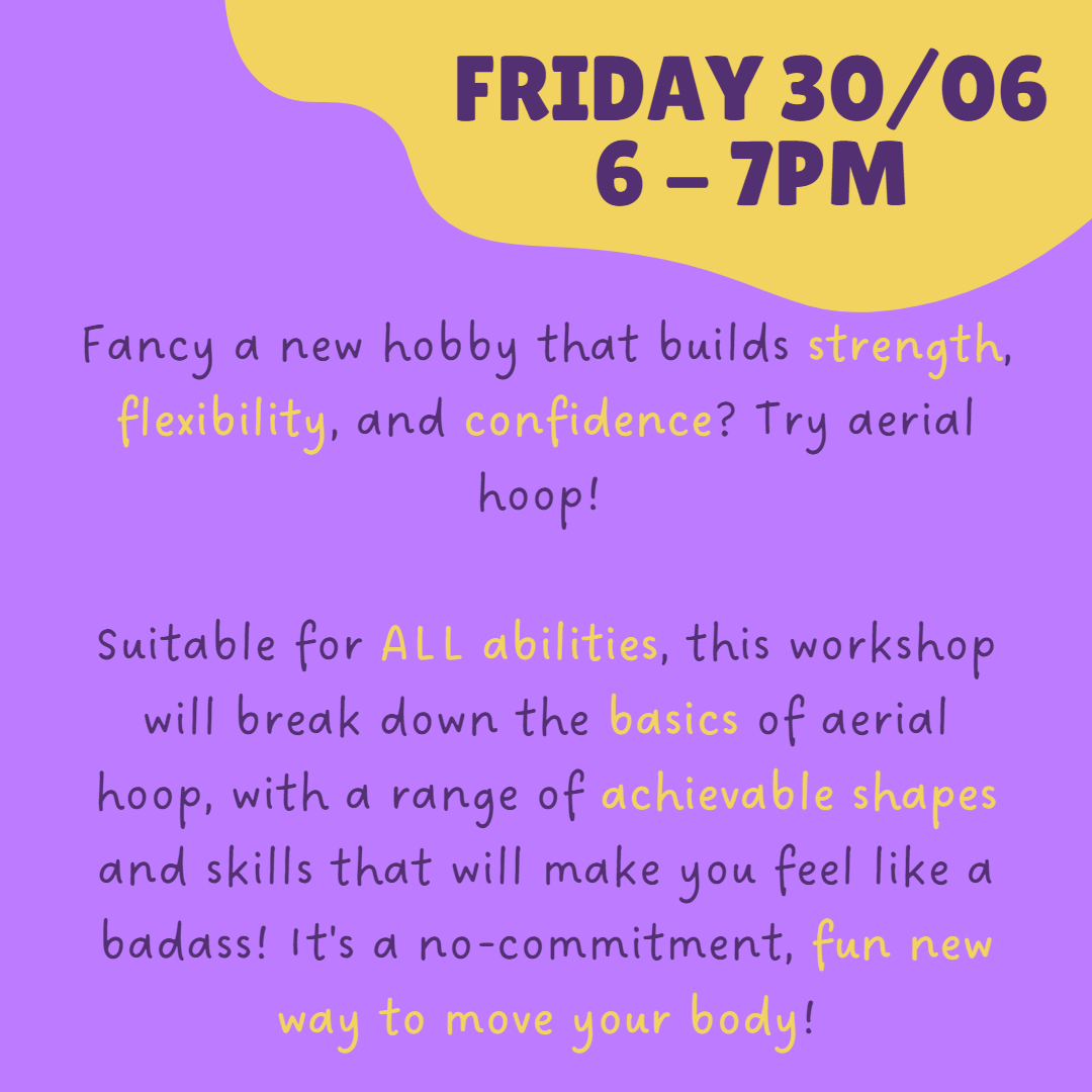 INTRO TO AERIAL HOOP WORKSHOP - 30TH JUNE - Artspace Lifespace